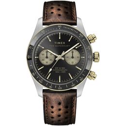 Chronograph Timex "WATERBURY HERITAGE", braun (dunkelbraun), Armbanduhren, Herren, Chronograph, Quarzuhr, Armbanduhr, Herrenuhr,Lederarmband,Stoppfunktion