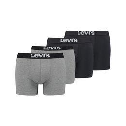 Levi's Boxershorts LEVI'S "Men Solid Logo Boxer 4er Pack", Herren, Gr. XXL (8), grau (grau, schwarz), Jersey, Obermaterial: 95% Baumwolle, 5% Elasthan, unifarben, bequem, Unterhosen, mit breitem Logobund
