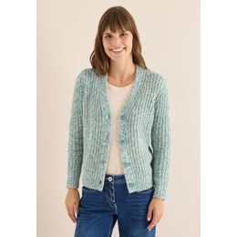 Cardigan Cecil, Damen, Gr. L (42), conifere gr&uuml;n melange, Web, 58% Baumwolle, 24% Polyacryl, 10% Nylon, 8% Polyester, unifarben, comfort fit normal, V-Ausschnitt, Rippb&uuml;ndchen, Strickjacken