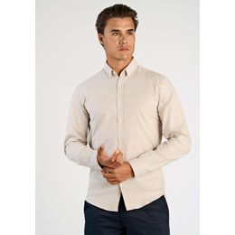 Langarmhemd LINDBERGH, Herren, Gr. XXL, N-Gr, lt sand mix, Web, Obermaterial: 97% Baumwolle, 3% Elasthan, unifarben, gerade h&uuml;ftbedeckend, Rundhals, 2-Knopf-Manschette, Hemden, mit Button-Down-Kragen