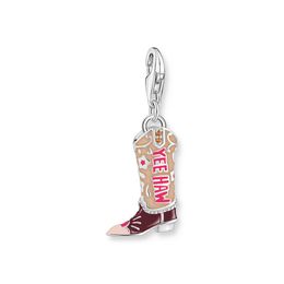 Charm-Einh&auml;nger Thomas Sabo "Cowboy-Stiefel-Motiv", silber (silberfarben, beige, pink, weinrot, orange, orange), Charms, Damen, Silber 925 (recycelt), Charm-Einh&auml;nger, mit Zirkonia (synth.)