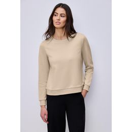 Sweatshirt Street One, Damen, Gr. 42, cotton beige, Sweatware, 85% Baumwolle, 15% Polyester, unifarben, comfort fit, Rundhals, B&uuml;ndchen, Sweatshirts Sweatshirt, mit Rundhalsausschnitt