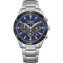 Chronograph Citizen, silberfarben, blau, Armbanduhren, Herren, Chronograph, Armbanduhr, Solar,Herrenuhr,Edelstahlarmband,analog,Tag,Stoppfunktion