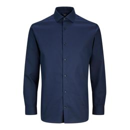 Jack & Jones Langarmhemd JACK & JONES "JPRBLAPARKER SHIRT L/S REG SN", Herren, Gr. S, N-Gr, night sky, Web, Obermaterial: 100% Baumwolle, unifarben, regular fit normal, Hemden Langarmhemd