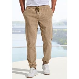 Jogger Pants John Devin "bis Gr&ouml;&szlig;e 5XL - elastische Cordhose", Herren, Gr. XL (56/58), N-Gr, braun (camel), Cord, Obermaterial: 98% Baumwolle, 2% Elasthan, unifarben, bequem lang, Hosen Jogger Pants, Jogg Pants aus Cord-Stretch