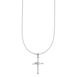 Kette mit Anh&auml;nger Bruno Banani "Schmuck Geschenk Silberkette mit Anh&auml;nger leicht gew&ouml;lbtes Kreuz", silberfarben, kristallwei&szlig;, Halsketten, Damen, Silber 925 (Sterlingsilber), L: 45 B: 1,1mm, Kette mit Anh&auml;nger, mit Zirkonia (synth.), B:1,1mm