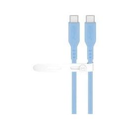 goobay USB 2.0 Silikonkabel blau, USB-C Stecker > USB-C Stecker hellblau, 1,5 Meter, PD 60 Watt