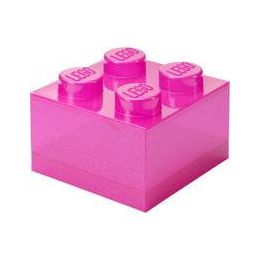 LEGO Storage Brick 4 Top Lid Glitter , Aufbewahrungsbox pink/transparent