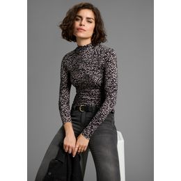 Longsleeve Laura Scott, Damen, Gr. 46, grau (grau, gemustert), Jersey, Obermaterial: 95% Viskose, 5% Elasthan, bedruckt, gemustert, mehrfarbig, figurbetont h&uuml;ftbedeckend, Shirts Longsleeve, in modischem Leoparden-Print
