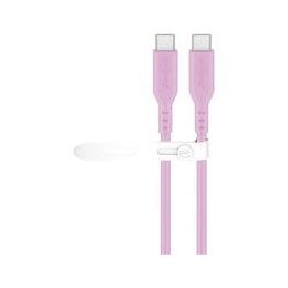goobay USB 2.0 Silikonkabel pink, USB-C Stecker > USB-C Stecker pink, 1,5 Meter, PD 60 Watt