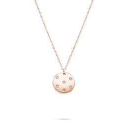 Kette mit Anh&auml;nger Tamaris "Schmuck Geschenk Halskette mit Pl&auml;ttchen Anh&auml;nger Little Twinkle", ros&eacute;goldfarben, kristallwei&szlig;, Halsketten, Damen, Edelstahl, L: 45 B: 2,7mm, Kette mit Anh&auml;nger, mit Zirkonia (synth.), B:2,7mm