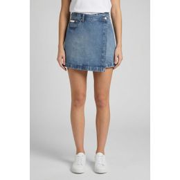 Jeansrock Calvin Klein Jeans "DENIM MINI WRAP SKIRT", Damen, Gr. 26, cold springs, Denim/Jeans, Obermaterial: 100% Baumwolle, unifarben, figurbetont mini, R&ouml;cke Jeansrock, Figurbetont