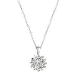 Kette mit Anh&auml;nger Firetti "Schmuck Geschenk Silber 925 Halsschmuck Halskette Ankerkette Blume", silberfarben, kristallwei&szlig;, Halsketten, Damen, Silber 925 (Sterlingsilber), L: 45 B: 1,1mm, Kette mit Anh&auml;nger, mit Zirkonia (synth.), B:1,1mm