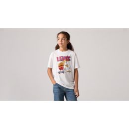 T-Shirt LEVI'S KIDS "LVB FRIES ON THE LOOSE TEE", M&auml;dchen, Gr. 14 (164), hellwei&szlig;, Jersey, Obermaterial: 60% Baumwolle, 40% Polyester, bedruckt, normal h&uuml;ftbedeckend, Rundhals, Shirts T-Shirt, for Boys, mit coolem Logo-Print