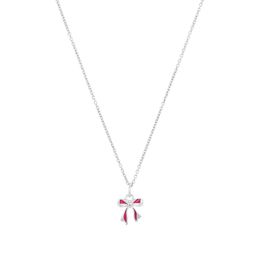 Kette mit Anh&auml;nger Prinzessin Lillifee "Schleife", silberfarben, pink, kristallwei&szlig;, Halsketten, M&auml;dchen, Silber 925 (Sterlingsilber), L: 38 B: 1,2mm, Kette mit Anh&auml;nger, mit Zirkonia (synth.), B:1,2mm