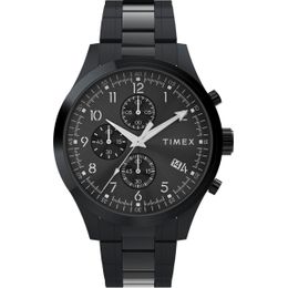 Chronograph Timex "DRESS CHRONO", schwarz, Armbanduhren, Damen, Chronograph, Quarzuhr, Armbanduhr, Herrenuhr,Edelstahlarmband,Stoppfunktion,Tag