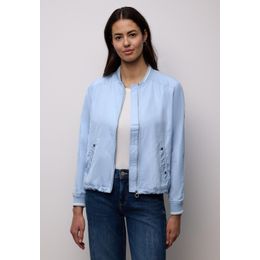 Blouson Street One, Damen, Gr. 46, original blau, Stoff, Obermaterial: 100% Polyester; Futter: 100% Polyester, unifarben, comfort fit normal, Rundhals, B&uuml;ndchen, Jacken Blouson, mit Rundhalsausschnitt