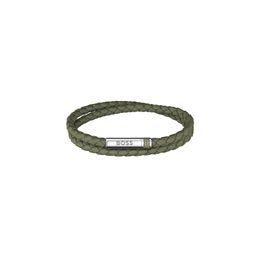 Armband BOSS "ARES SUMMER", khaki, edelstahlfarben, Armb&auml;nder, Herren, 19cm, Edelstahl Nylon, Edelstahl, Nylon, Armband, Emaille