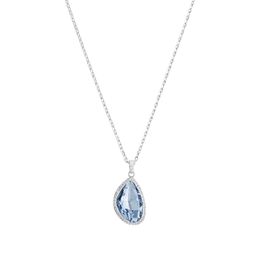 Kette mit Anh&auml;nger Amor "Tropfen", silberfarben, wei&szlig;, blau, Halsketten, Damen, Silber 925 (Sterlingsilber), L: 60 B: 1mm, Kette mit Anh&auml;nger, mit Zirkonia (synth.), B:1mm