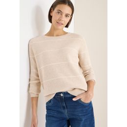 Rundhalspullover Cecil, Damen, Gr. M (40), desert beige melange, Strick, Obermaterial: 37% Baumwolle, 34% Polyacryl, 26% Polyester, 3% Elasthan, normal, Rundhals, Rippstrickb&uuml;ndchen, Pullover Rundhalspullover, Pflegeleichter Materialmix