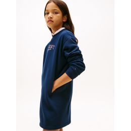 Sweatkleid Tommy Hilfiger "TOMMY PUFF FLOWER HWK DRESS LS", M&auml;dchen, Gr. 14 (164), N-Gr, schwarz night navy, Web, Obermaterial: 80% Baumwolle, 20% Polyester, unifarben, regular fit ca. Mitte Oberschenkel, Rundhals, eingesetzt angesetztes B&uuml;ndchen, Kleider Sweatkleid, Regular fit, f&uuml;r Kinder bis 16 Jahre
