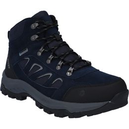 Wanderschuh Hi-Tec "Hi-Tec Stiefel Bandera Expedition Wp", Herren, Gr. 47, Normalschaft, mitternachtsblau, lavagrau, steinbruch, Obermaterial: 60% Rindswildleder/30% Kunstfell/10% Synthetik Futter: 100% Textil Innensohle: 90% EVA/10% Textil Laufsohle: 100% Synthetik, Schuhe Wanderschuh