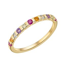 Fingerring Firetti "Schmuck Geschenk Gold 333 Damenring Ring Memoire" Gr. 56, gelbgoldfarben, lila, hellblau, gelb, rot, hellgr&uuml;n, Fingerringe, Damen, 56, Gelbgold 333, 1,8mm, Fingerring, mit Edelsteinen