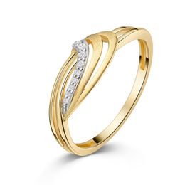 Fingerring Firetti "Schmuck Geschenk Gold 333 Damenring Ring Welle bicolor" Gr. 54, gelbgoldfarben, wei&szlig;goldfarben, kristallwei&szlig;, Fingerringe, Damen, 54, Gelbgold 333, 2mm, Fingerring, mit Zirkonia (synth.)