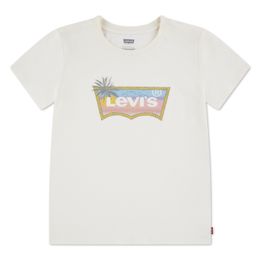 T-Shirt LEVI'S KIDS "LVG OMBRE BATWING TEE", M&auml;dchen, Gr. 36M (98), antique wei&szlig;, Jersey, Obermaterial: 60% Baumwolle, 40% Polyester, bedruckt, regular fit normal, Rundhals, Shirts T-Shirt, mit Sundowner-Logoprint