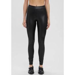 V&eacute;ro Moda Lederimitathose VERO MODA "VMGANA MR PL LEGGING", Damen, Gr. XS (34), L&auml;nge 32, schwarz, Web, Obermaterial: 95% Polyester, 5% Elasthan, leicht gl&auml;nzend, unifarben, normal, Hosen Lederimitathose