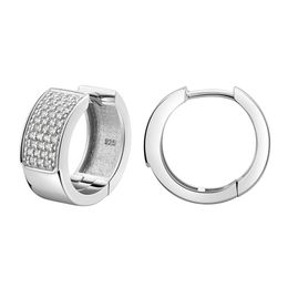 Paar Creolen Firetti "Schmuck Geschenk Silber 925 Ohrschmuck Ohrringe", silberfarben, kristallwei&szlig;, kristallwei&szlig;, Ohrringe, Damen, 16mm, Silber 925 (Sterlingsilber), Paar Creolen, mit Zirkonia (synth.)
