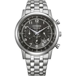Chronograph Citizen, silber (silberfarben, schwarz), Armbanduhren, Herren, Chronograph, Armbanduhr, Solar, Herrenuhr, Edelstahlarmband, Datum, Stoppfunktion