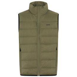 Daunenweste BOSS Green, Herren, Gr. XXL, schwarz beige257, Web, Obermaterial: 100% Polyamid. Wattierung: 80% Entendaune, 20% Entenfeder, unifarben, regular fit normal, hoch geschlossener Ausschnitt, Westen Daunenweste, Stehkragen, Regular Fit, 4-Wege-Stretch-Qualit&auml;t