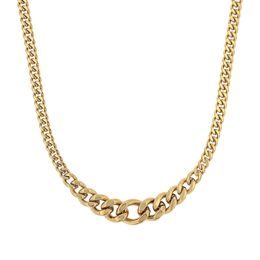 Collier s.Oliver "2039749", gold (gelbgoldfarben), Halsketten, Damen, Edelstahl, L: 45 B: 4,2mm, Collier, B:4,2mm