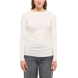 Langarmshirt Mustang "Damen Style Ambrose", Damen, Gr. XS, sanftes wei&szlig;, Jersey, 95% Baumwolle, 5% Elasthan, Rundhals, Shirts Langarmshirt