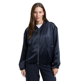 Blouson Tom Tailor, Damen, Gr. S, sky captain blau, Web, Obermaterial: 96% Polyester, 4% Elasthan. Futter: 100% Polyester, unifarben, regular fit normal, elastischer Bund, Jacken Blouson, mit Bomberkragen
