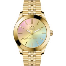 Ice Watch Solaruhr ICE-WATCH "ICE steel - Small - SOLAR 3H", gold (gelbgoldfarben, bunt), Armbanduhren, Damen, Solaruhr, Armbanduhr, Damenuhr, Edelstahlarmband, bis 10 bar wasserdicht