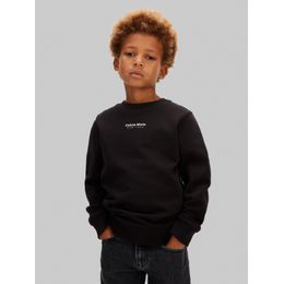 Sweatshirt Calvin Klein Jeans, Jungen, Gr. 12 (152), ck schwarz, Sweatware, Obermaterial: 100% Baumwolle, unifarben, regular fit normal, Rundhals, eingesetzt B&uuml;ndchen, Sweatshirts Sweatshirt, Regular fit, f&uuml;r Kinder bi 16 Jahre