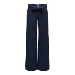 High-waist-Jeans Only "ONLMADISON BLUSH HW WID BELT DNM GUA579", Damen, Gr. M, L&auml;nge 32, dunkelblau denim detail:rinse, Denim/Jeans, Obermaterial: 91% Baumwolle, 7% Polyester, 2% Elasthan, unifarben, lang, Jeans High-waist-Jeans, Materialmix, High Waist, Wide Fit, Topseller
