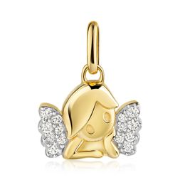 Kettenanh&auml;nger Firetti "Schmuck Geschenk Gold 333 Halsschmuck Anh&auml;nger Engel", gelbgoldfarben, wei&szlig;goldfarben, kristallwei&szlig;, kristallwei&szlig;, Schmuckanh&auml;nger, Damen, Gelbgold 333, 1,43 g, Kettenanh&auml;nger, mit Zirkonia (synth.)