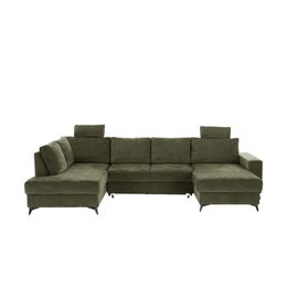 Wohnlandschaft mit Schlaffunktion Salamanca gr&uuml;n Ma&szlig;e (cm): B: 328 H: 104 T: 189.0 Sofas > Sofas nach Material > Stoffsofas &raquo; Sofa DE