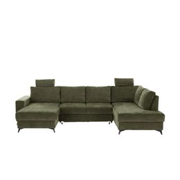 Wohnlandschaft mit Schlaffunktion Salamanca gr&uuml;n Ma&szlig;e (cm): B: 328 H: 104 T: 189.0 Sofas > Sofas nach Material > Stoffsofas &raquo; Sofa DE