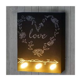 MCW LED-Bulb Bild Wandbild, Leuchtbild 25x20cm, Love