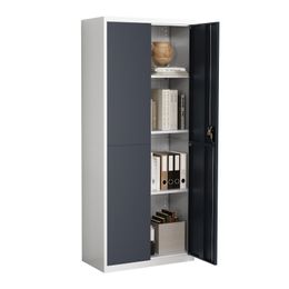 Vcm Metall B&uuml;roschrank H. 180 x B. 80 x T. 40 cm / Aktenschrank B&uuml;rom&ouml;bel f&uuml;r Ordner / Stahlschrank abschlie&szlig;bar / Fl&uuml;gelt&uuml;rschrank Malivo 4 fach mit Dreht&uuml;ren