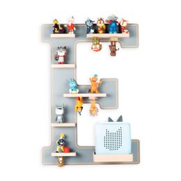 BOARTI Kinderregal Buchstabe E h&auml;ngend f&uuml;r Toniebox und Tonie Figuren platzsparendes Regal H. 54 x B. 38 x T. 19 Wandregal Musikbox und Figuren Aufbewahrung Magneteins&auml;tzen Aufbewahrungsregal Holz