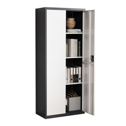 Vcm Metall B&uuml;roschrank H. 180 x B. 80 x T. 40 cm / Aktenschrank B&uuml;rom&ouml;bel f&uuml;r Ordner / Stahlschrank abschlie&szlig;bar / Fl&uuml;gelt&uuml;rschrank Malivo 4 fach mit Dreht&uuml;ren