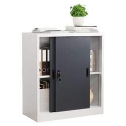 Vcm Metall B&uuml;roschrank H. 90 x B. 80 x T. 40 cm / Aktenschrank B&uuml;rom&ouml;bel f&uuml;r Ordner / Stahlschrank abschlie&szlig;bar / Schiebet&uuml;renschrank Malivo 2 fach mit Schiebet&uuml;ren
