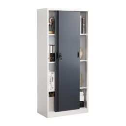 Vcm Metall B&uuml;roschrank H. 180 x B. 80 x T. 40 cm / Aktenschrank B&uuml;rom&ouml;bel f&uuml;r Ordner / Stahlschrank abschlie&szlig;bar / Schiebet&uuml;renschrank Malivo 4 fach mit Schiebet&uuml;ren