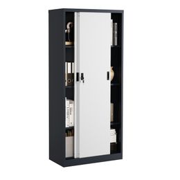 Vcm Metall B&uuml;roschrank H. 180 x B. 80 x T. 40 cm / Aktenschrank B&uuml;rom&ouml;bel f&uuml;r Ordner / Stahlschrank abschlie&szlig;bar / Schiebet&uuml;renschrank Malivo 4 fach mit Schiebet&uuml;ren