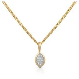 Kette mit Anh&auml;nger OROLINO "Gold 585 mit 6 nat&uuml;rlichen Brillanten zus. 0,03ct.", gelb, Halsketten, Damen, 42/45cm, 0,03, Gold, L: 45 B: 6mm, gl&auml;nzend, B:6mm